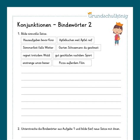 Königspaket Bindewörter Konjunktionen Deutsch 4 Klasse