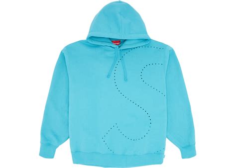 Supreme Laser Cut S Logo Hooded Sweatshirt Cyan Mens Ss21 Us
