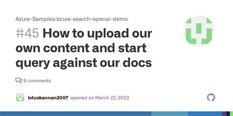 How To Upload Our Own Content And Start Query Against Our Docs · Issue 45 · Azure Samplesazure