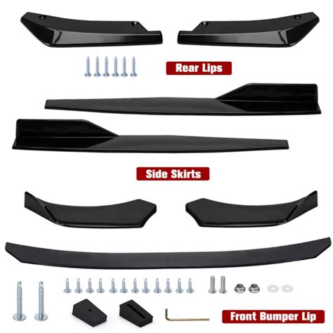 Gloss Black Front Bumper Spoiler Body Kitside Skirtrear Lip For
