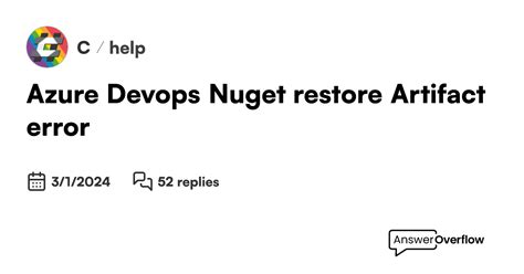 Azure Devops Nuget Restore Artifact Error C
