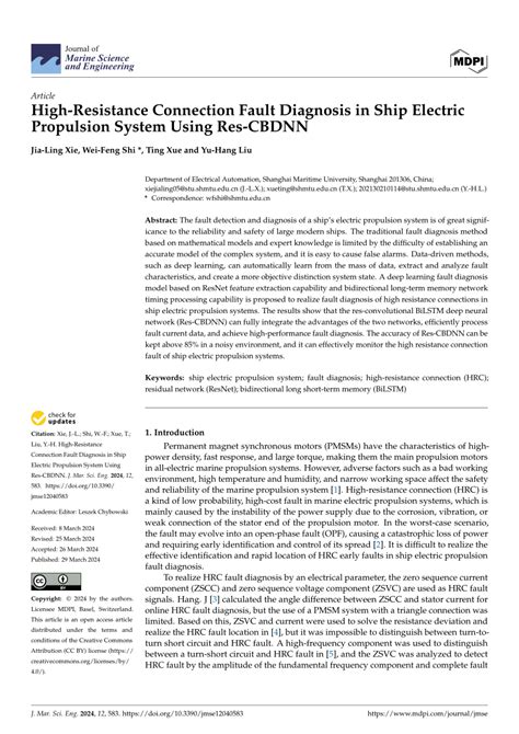 Pdf High Resistance Connection Fault Diagnosis In Ship Electric
