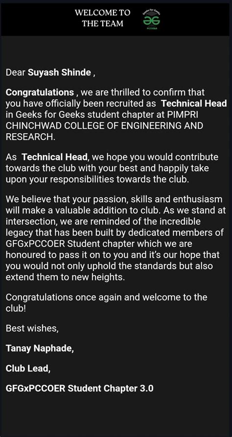 Suyash Shinde On Linkedin Happy To Share That I Have Been Selected As The 💻technical Head💻 At