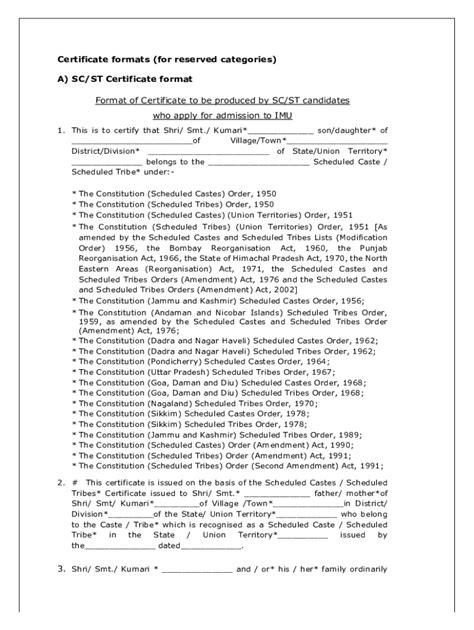 Fillable Online Rmsformat For Sc St Certificatedownload