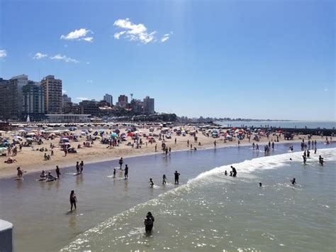 Premium Photo A Beach With A View Of The City Of Mar Del Plata Argentina The Background
