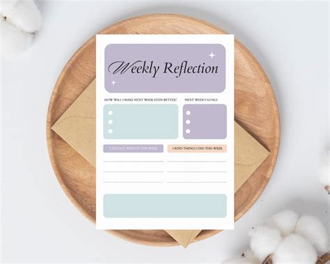 Printable Weekly Reflection Sheet Weekly Review Week In Review Weekly Reflection Weekly
