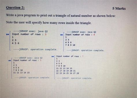 Solved Question 1 5 Marks Write A Java Program To Print