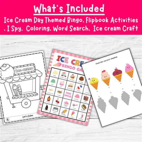 National Ice Cream Day Activities Bundle Bingo Flipbook Ice Cream
