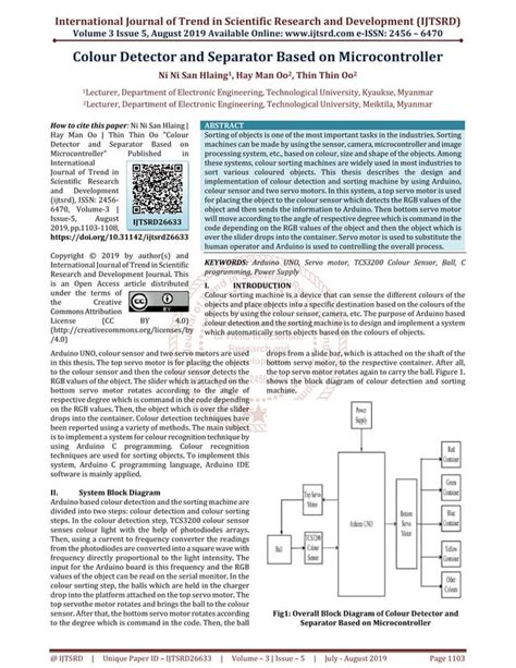 Colour Detector And Separator Based On Microcontroller Pdf