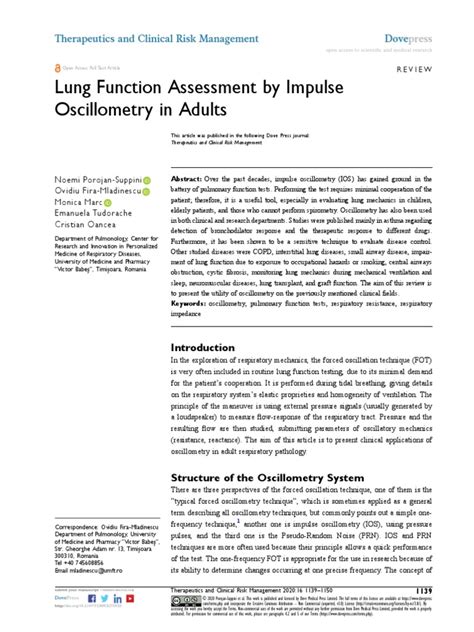 Lung Function Assessment By Impulse Pdf Asthma Chronic