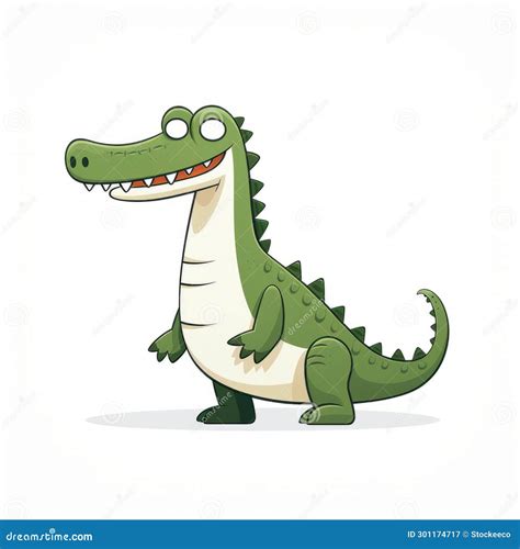Simplistic Cartoon Crocodile Meticulously Detailed Minimalist