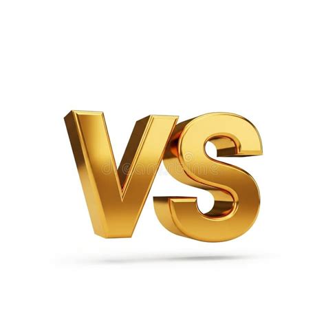 Golden 3d Versus Symbol Isolated On White Background With Subtle Shadow