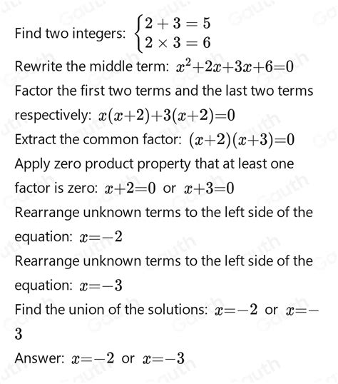 Solved X 2 5x 6 0 [math]