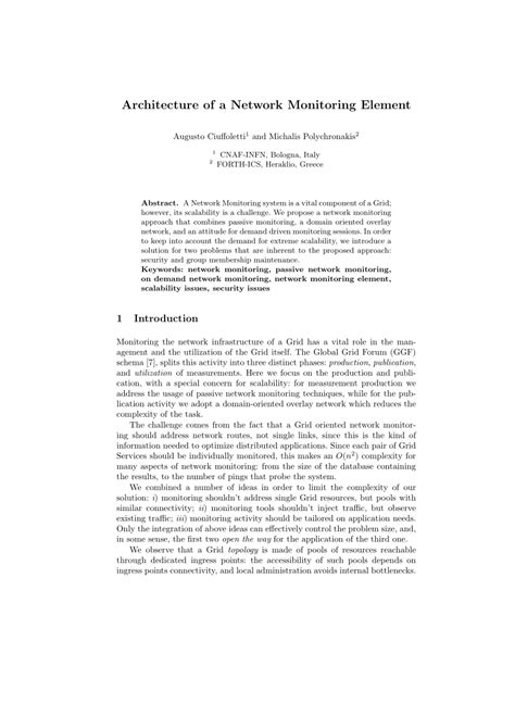 Pdf Architecture Of A Network Monitoring Element