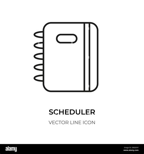Black Line Scheduler Icon Closeup Linear Pictogram Business Planner