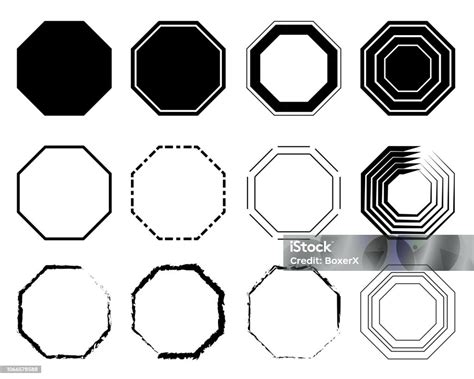팔각형 아이콘 팩입니다 기 8 각형 8 양면된 다각형 팔각형 선입니다 벡터 일러스트 레이 션 팔각형에 대한 스톡 벡터 아트 및 기타 이미지 Istock