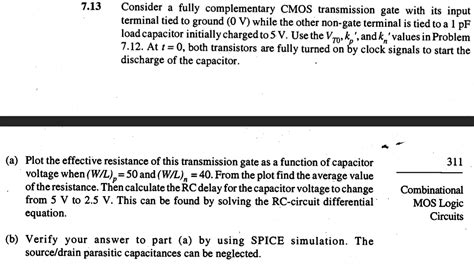 Solved 713 Consider A Fully Complementary Cmos Transmission