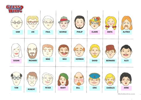 Guess Who Worksheets Guess Who Game Printable Kfpt