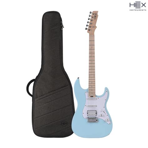 Hex E100 Plus Spbl Stratocaster Electric Guitar With Deluxe Bag