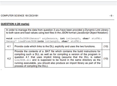 Computer Science 1b Csc01b1 6 Question 4 20 Marks
