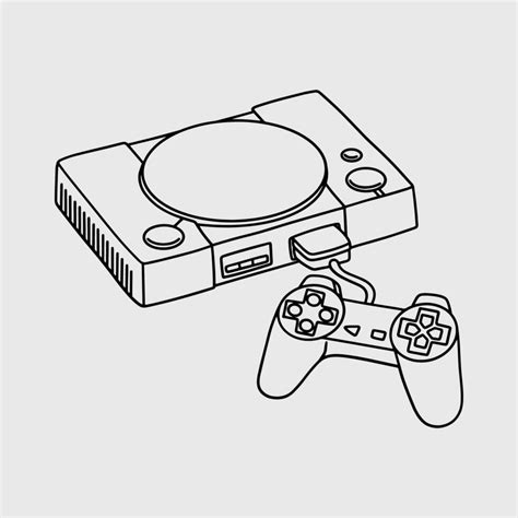 A Classic Game Console With A Controller Thin Line Illustration