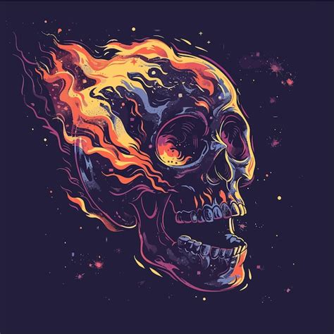 Burningabstractskullvectorillustration Premium Ai Generated Vector