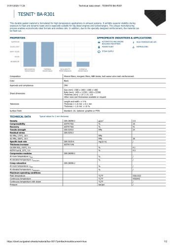 Tesnit Ba U Gasket Sheet Donit Tesnit Doo Pdf Catalogs Technical Documentation Brochure
