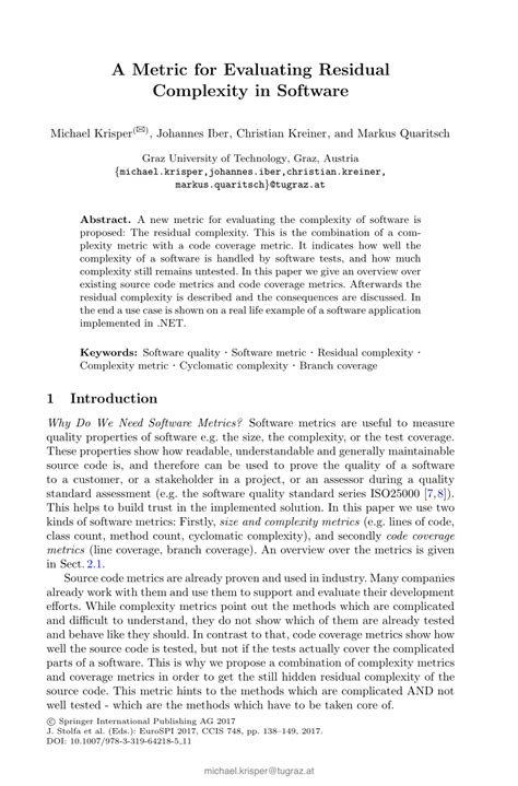Pdf A Metric For Evaluating Residual Complexity In Software