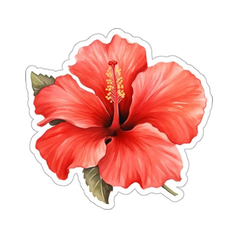 Red Hibiscus Sticker Decal Tropical Hawaiian Flower Art Vinyl Laptop