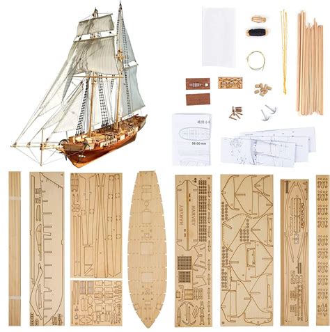 Gawegm Ship Model Kits 1 96 Scale Classics Antique Ship Model Harvey 1847 Wooden Sailboat Diy