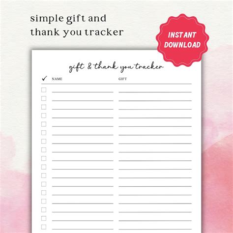 T Tracker T Log T Printable T And Thank You Tracker