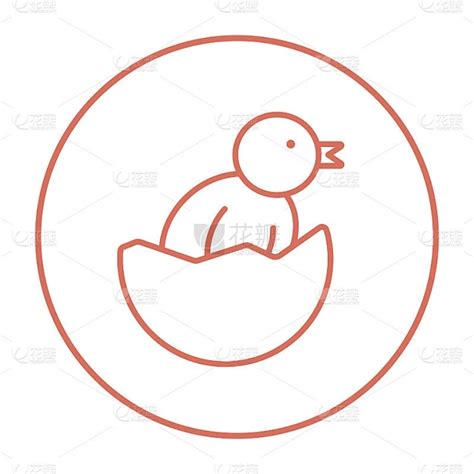 小鸡窥视蛋壳线图标素材 花瓣网