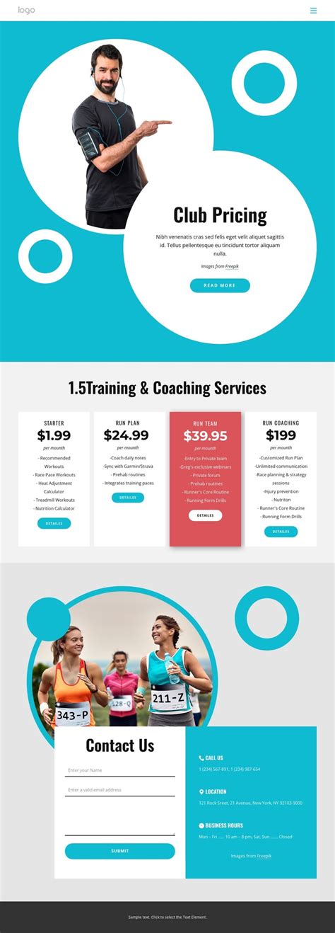 Running Club Pricing Css Template By Nicepage