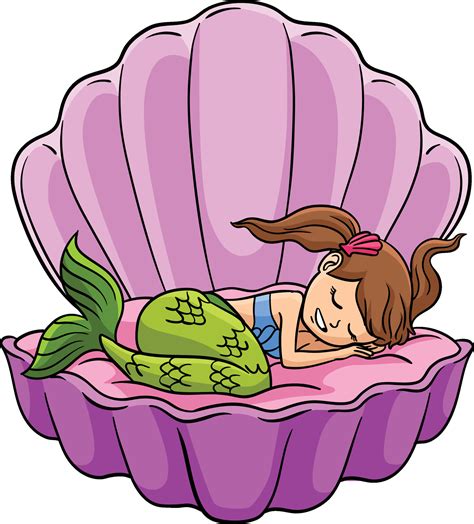 Sleeping Mermaid In A Clam Shell Cartoon Clipart 35887911 Vector Art At