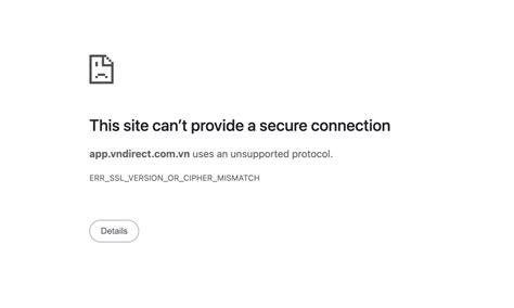 This Site Cant Provide A Secure Connection