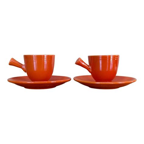 1930s Uranium Oxide Radioactive Orange Fiestaware Cup And Saucer Pair