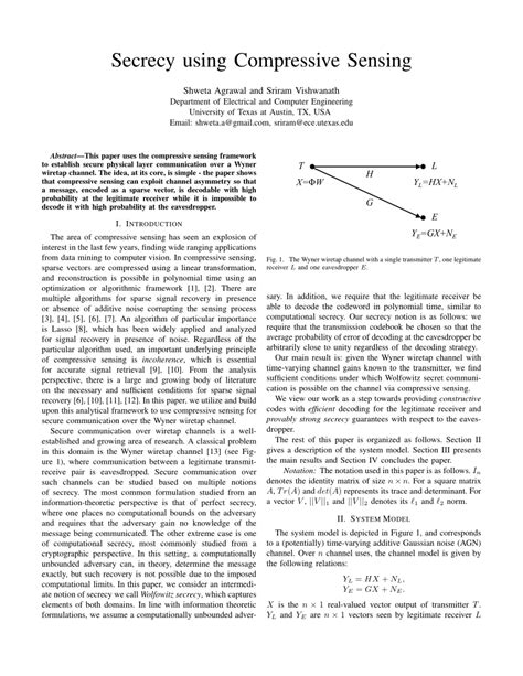 Pdf Secrecy Using Compressive Sensing
