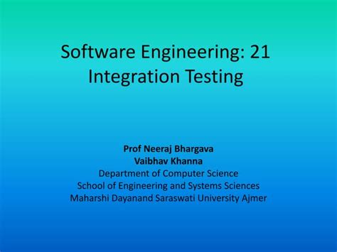 Software Engineering 21 Integration Testing Pptx