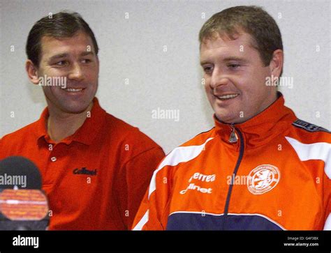 England Star Paul Gascoigne With Middlesbrough Manager Bryan Robson Left As He Appeared In