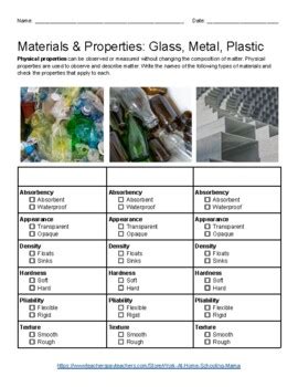 Materials And Properties Wood Paper Cloth Plastic Glass Metal