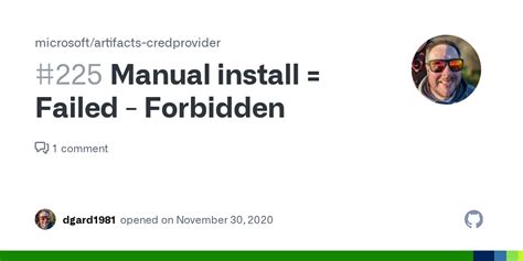 Manual Install Failed Forbidden · Issue 225 · Microsoftartifacts Credprovider · Github