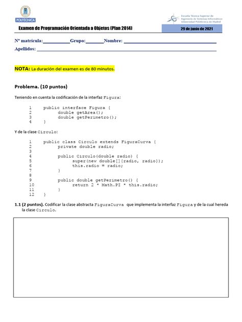 Poo Solucion Examen 290621 Pdf Java Lenguaje De Programación Herencia Programación