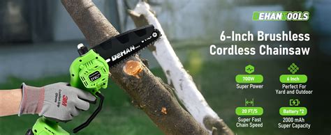 Dehantools 6 Inch Mini Cordless Chainsaw Brushless