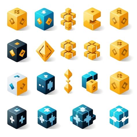 Blockchain Vector Set White Background Isolated A High Premium Ai