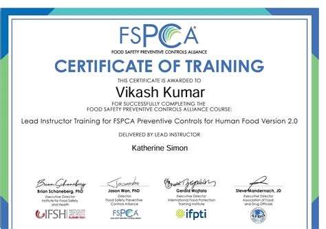 Achieved Fspca Li Certificate Verification 2 0 Dr Vikash Kumar