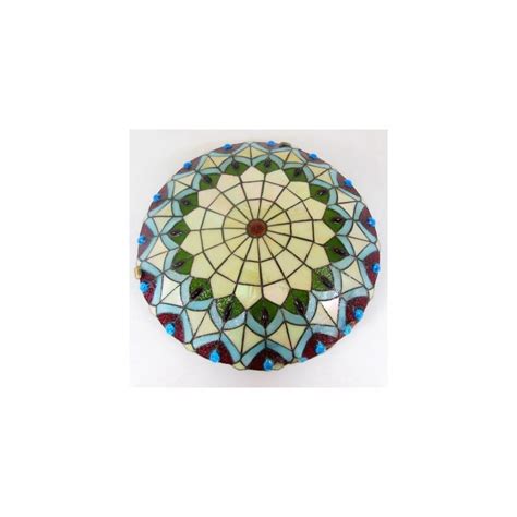 Peacock Stained Glass 3 Light Flush Mount Ceiling Light In Peacock Pattern
