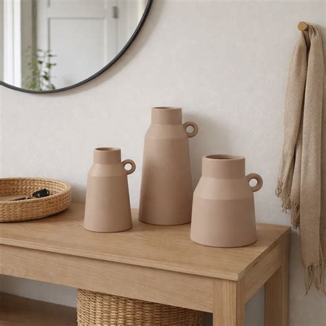 Trio De Vasos Decorativos Cerâmica Moderno Minimalista Para Sala