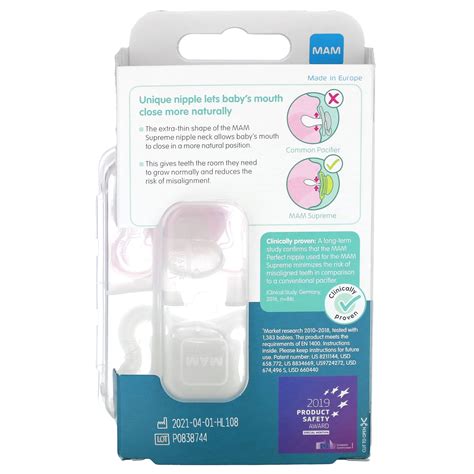 Mam Supreme Night Pacifier 0 6 Months Pink Clear 2 Count