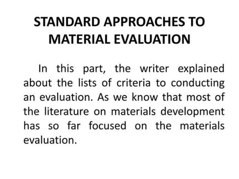 Material Evaluation Ppt