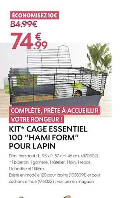 Promo Kit Cage Essentiel 100 Hami Form Pour Lapin Chez Truffaut